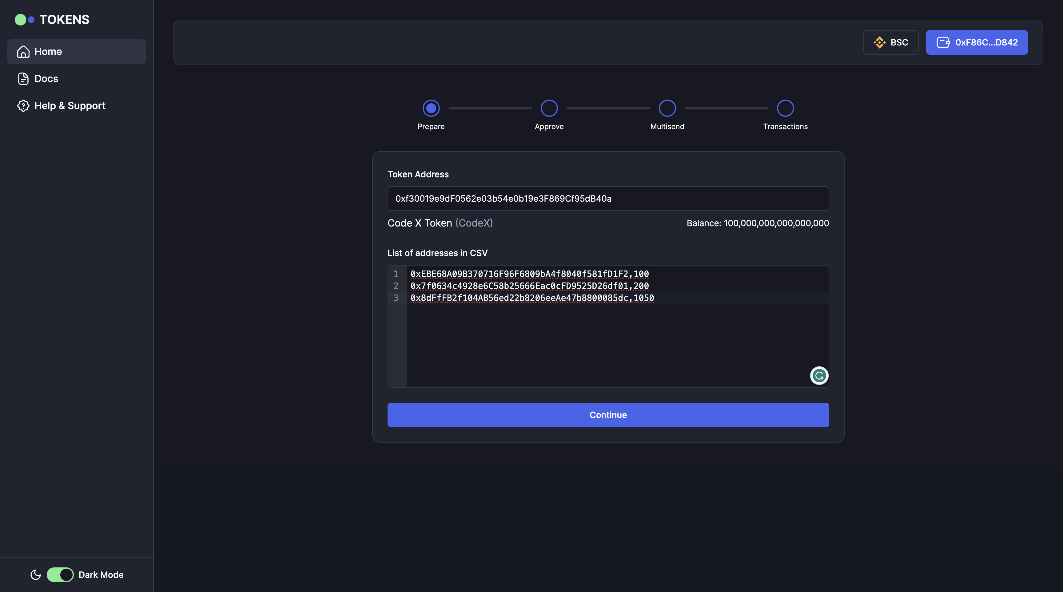 BulkSender | BSC Crypto Token MultiSender Service dApp With Smart Contracts by Web3Apps